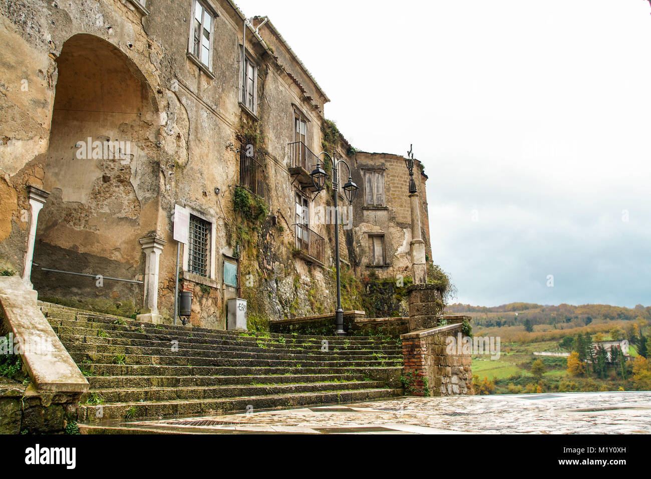 The medieval castle of the town of Tufo in Irpinia, a region of ...