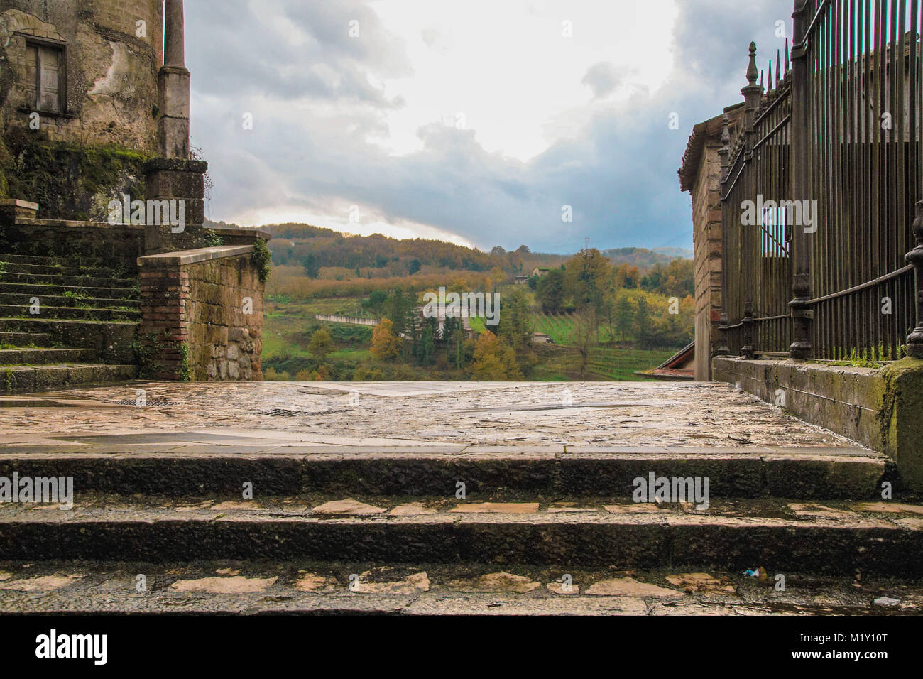 The medieval castle of the town of Tufo in Irpinia, a region of ...