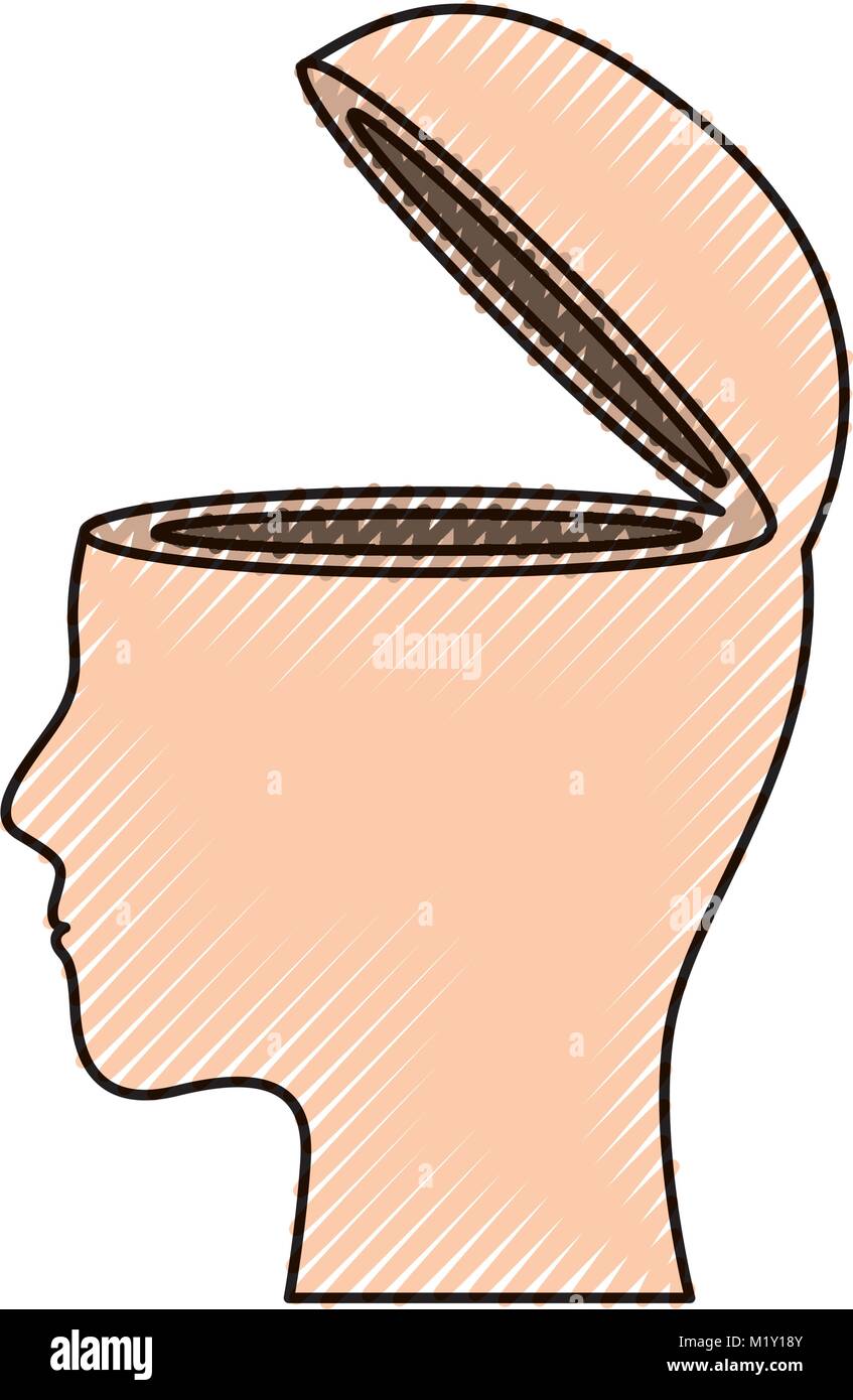 human head open in colored crayon silhouette Stock Vector Image & Art ...