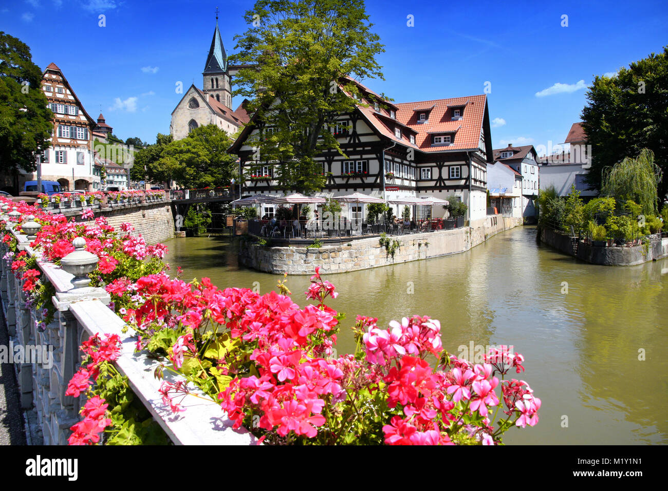 ESSLINGEN AM NECKAR, GERMANY - 18 JULY: view of old wattle houses in ...