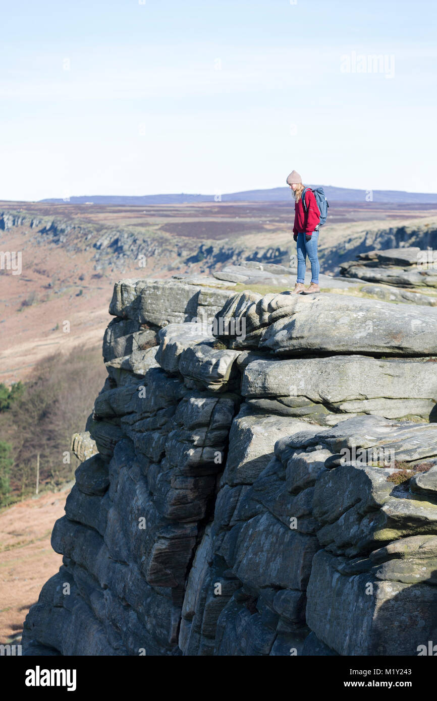 Female walker on cliff edge hi-res stock photography and images - Alamy