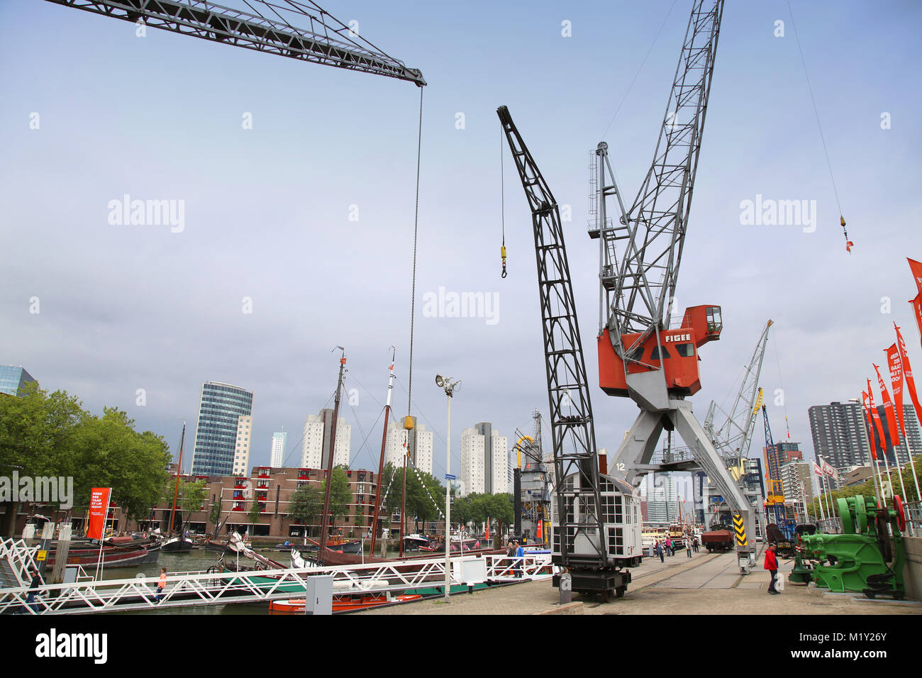 ROTTERDAM, THE NETHERLANDS - 18 AUGUST: People around Maritime Museum ...
