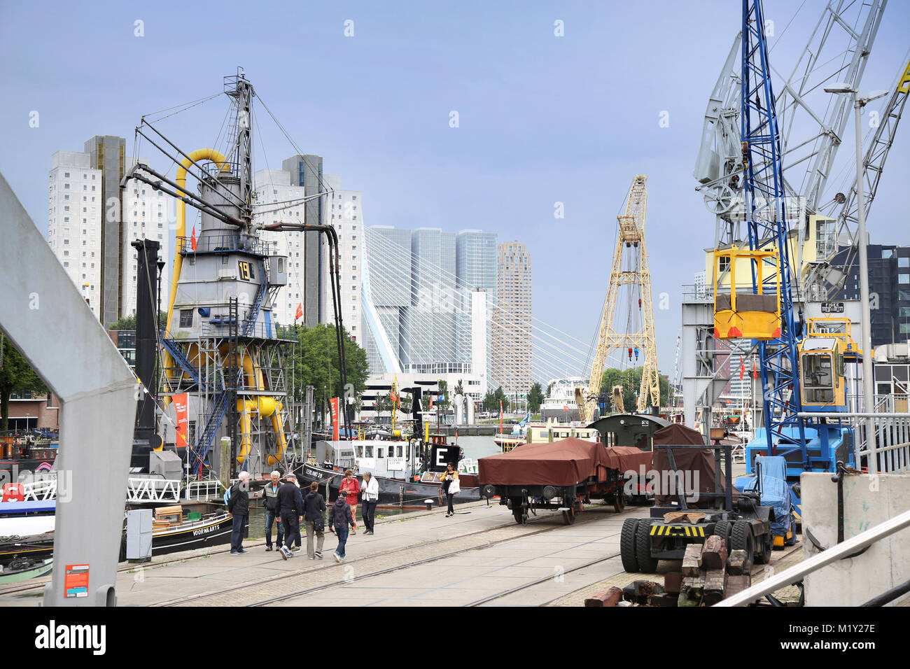ROTTERDAM, THE NETHERLANDS - 18 AUGUST: People around Maritime Museum ...
