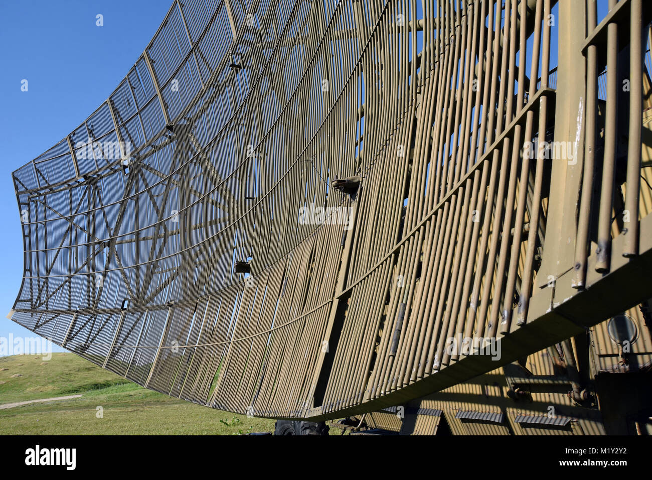 A mobile radar station antenna on display in the technical museum of ...