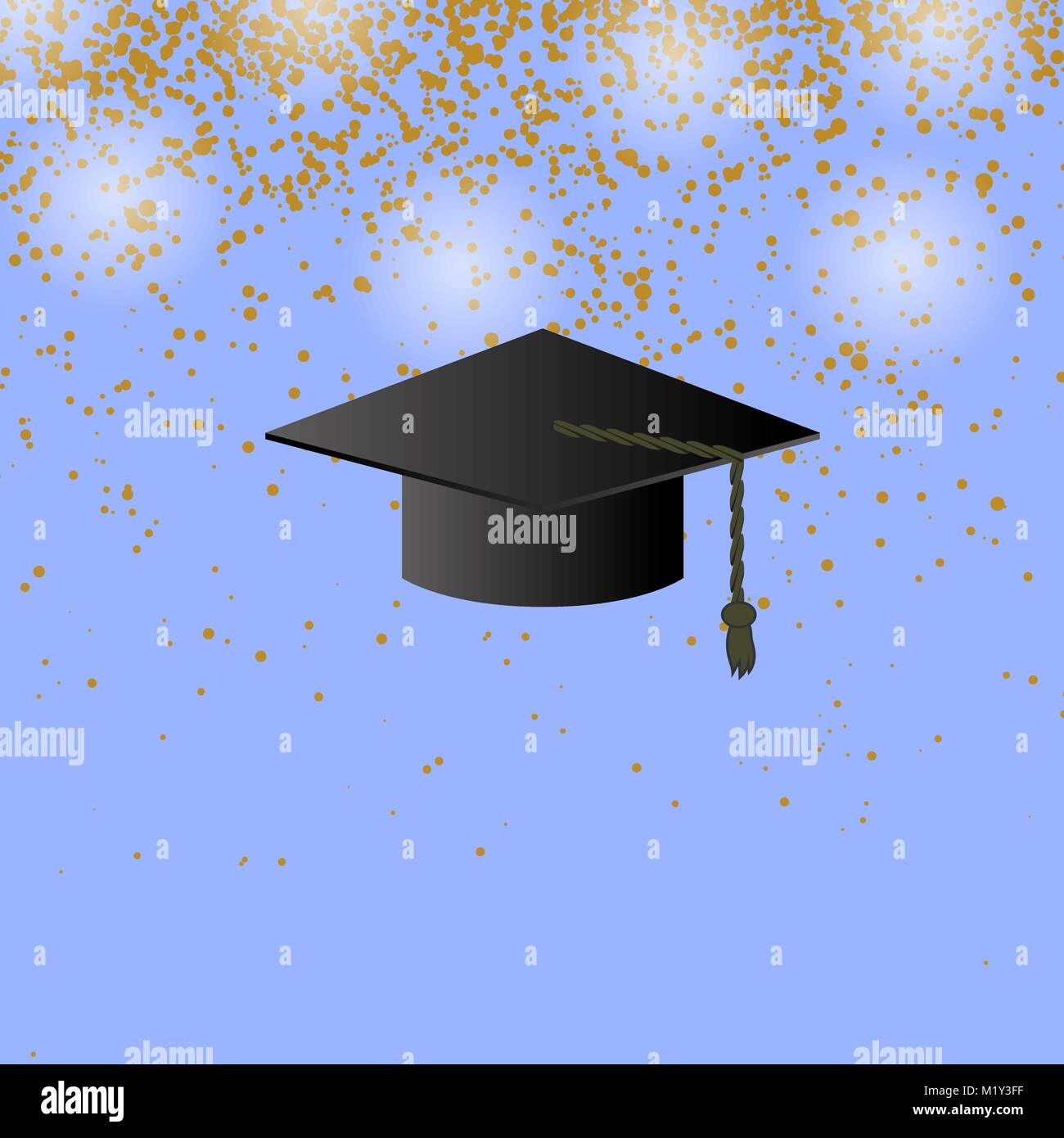 Black Graduation Cap on Confetti Background Stock Vector Image & Art ...