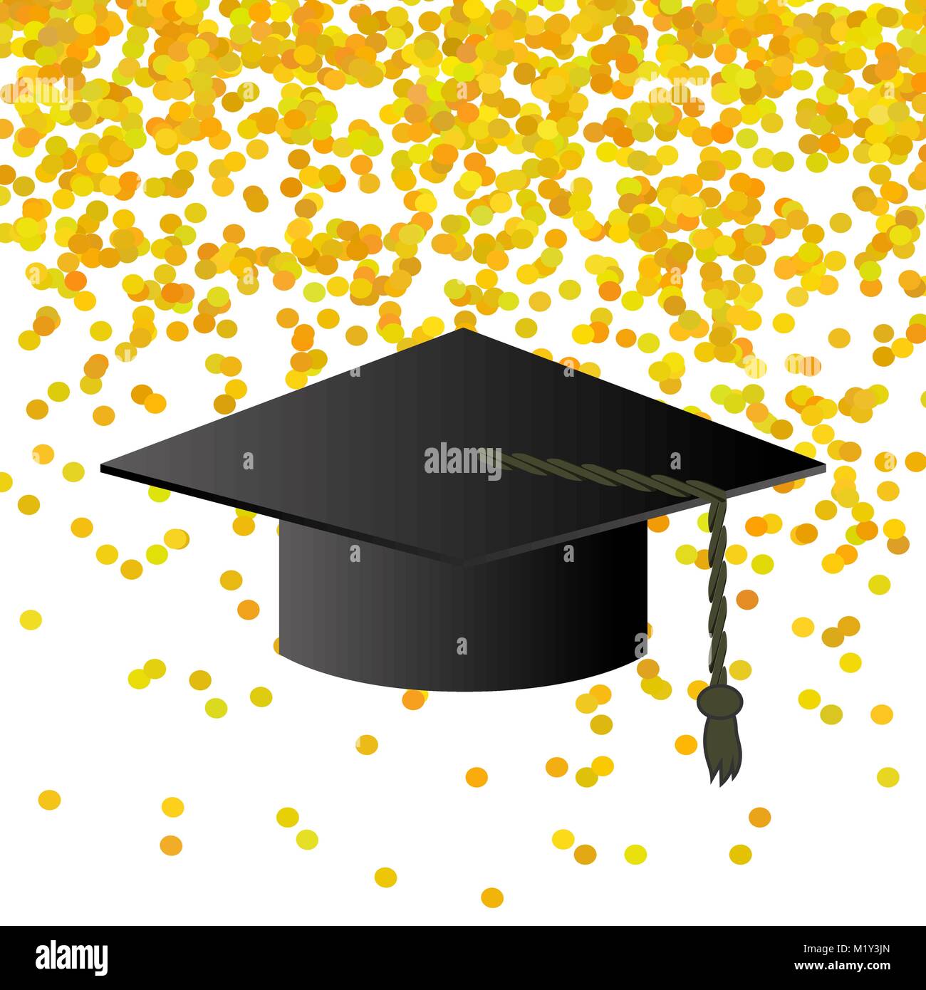Black Graduation Cap on Confetti Background Stock Vector Image & Art ...