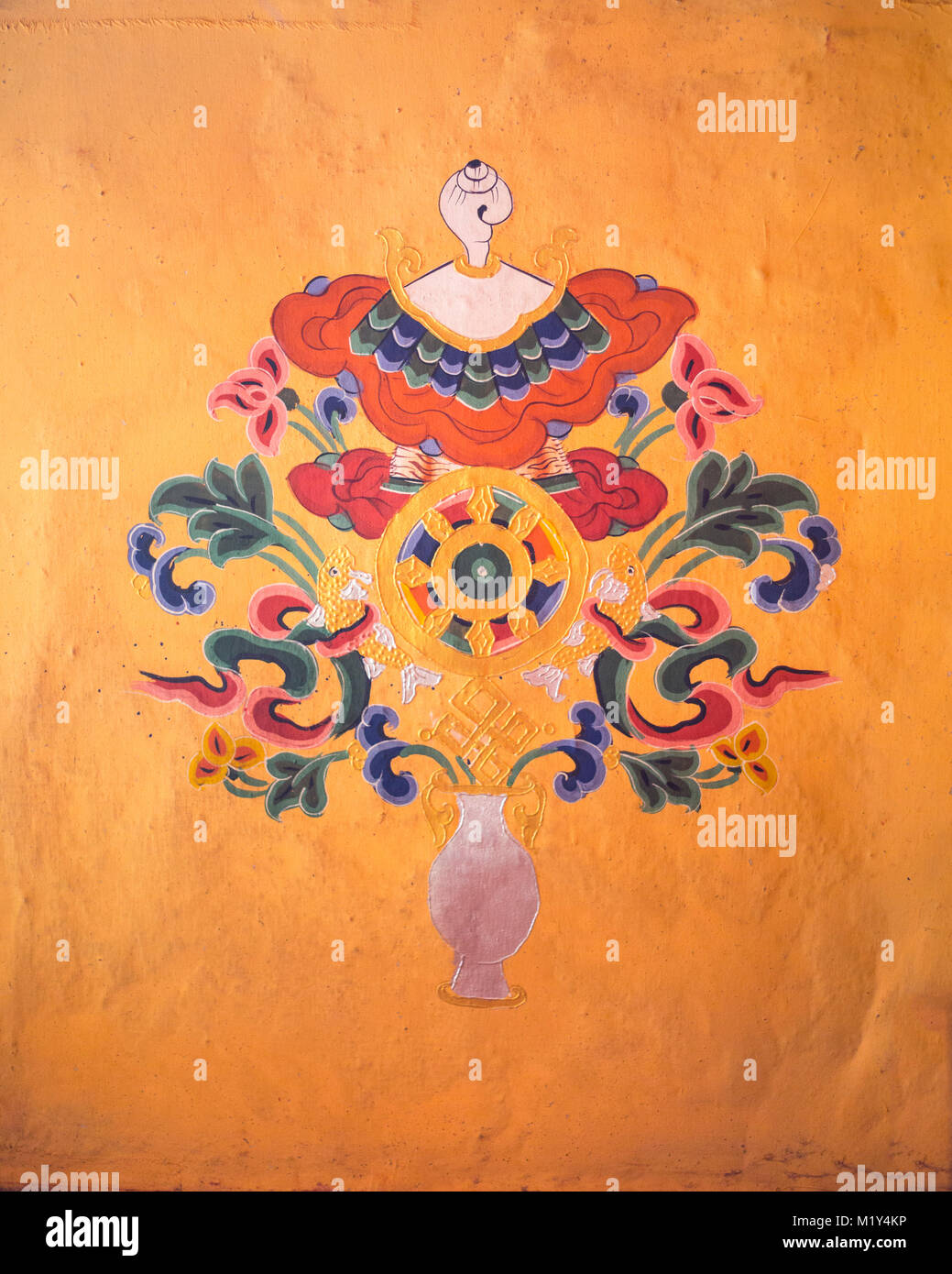 Paro, Bhutan. Decoration in Buddhist Druk Choeding Temple Stock Photo ...