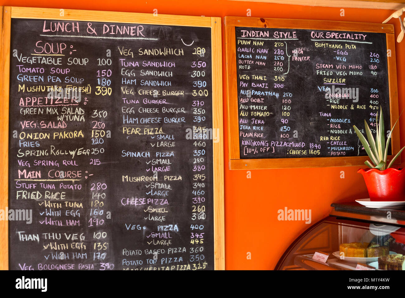 Paro, Bhutan. Menu in a Small Cafe Stock Photo - Alamy