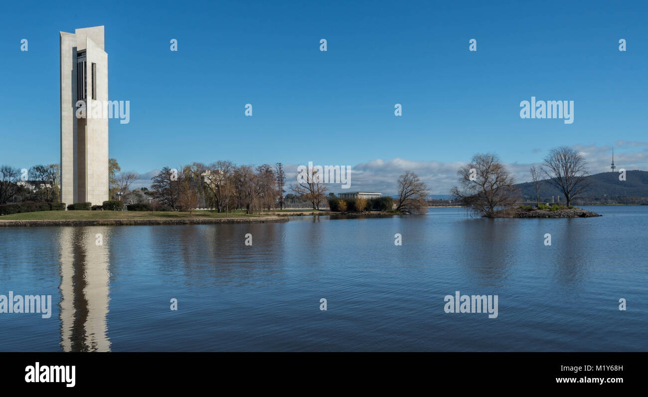 National Carillon and Lake Burley Griffin in Canberra Australia Stock ...