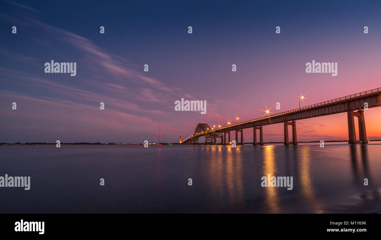 Long exposure taken during the blue hour of the Fire Island Inlet ...