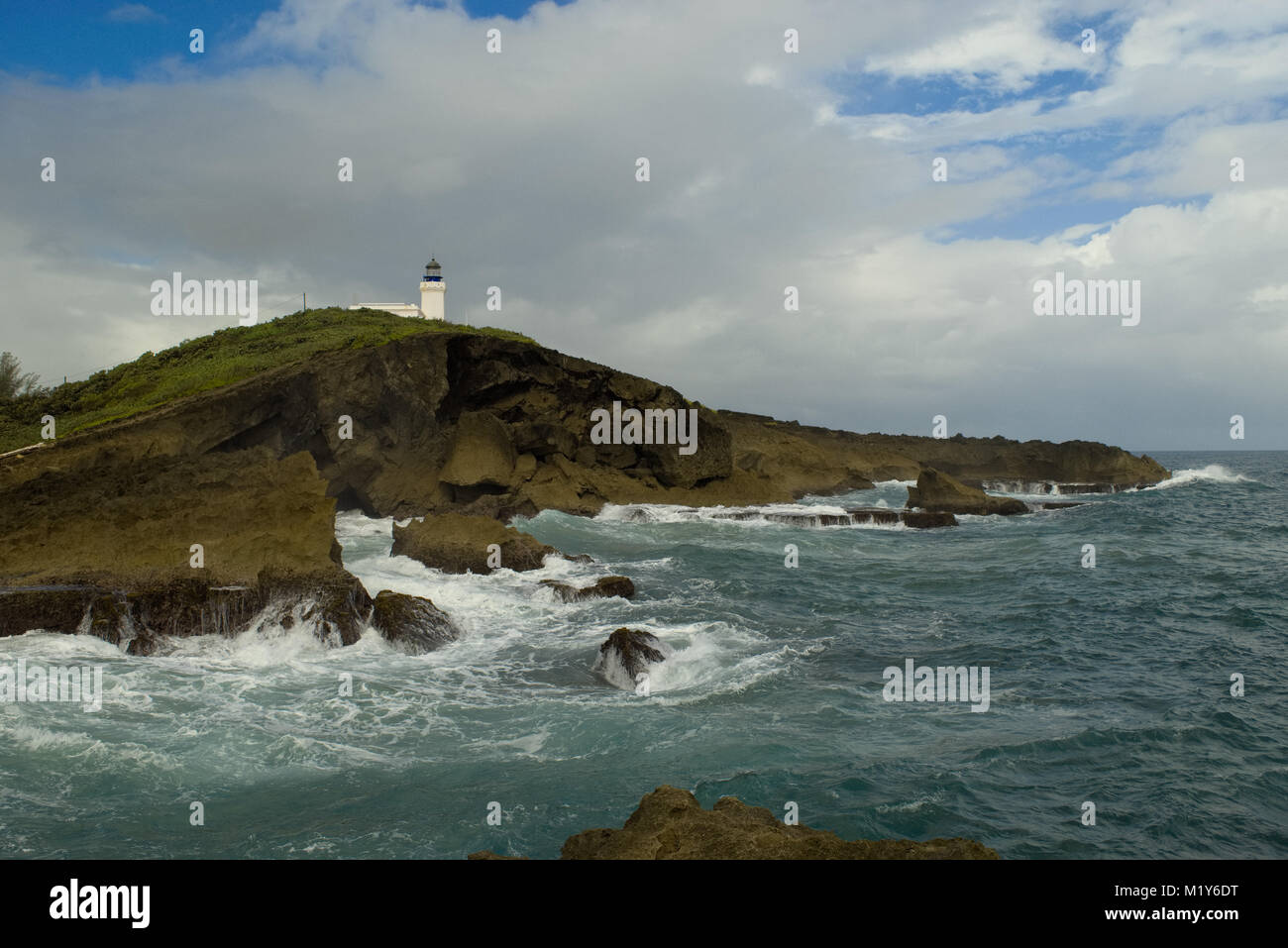 View of Arecibo Lighthouse from Poza del Obispo Beach, Arecibo Puerto ...