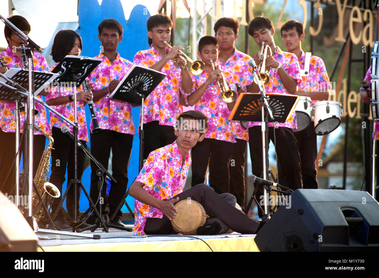 Unidentified Thai Marching band during festival on The 233 rd Year of ...