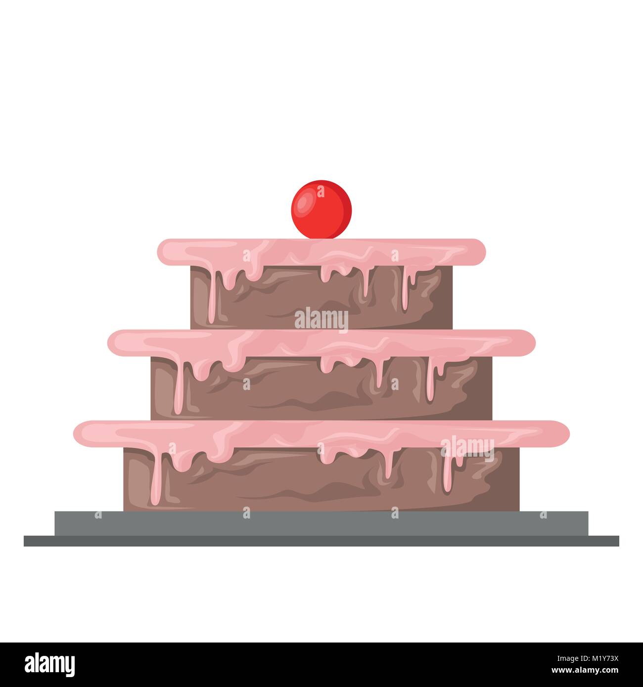 Strawberry Birthday Cake Vector Illustration Graphic Design Stock ...