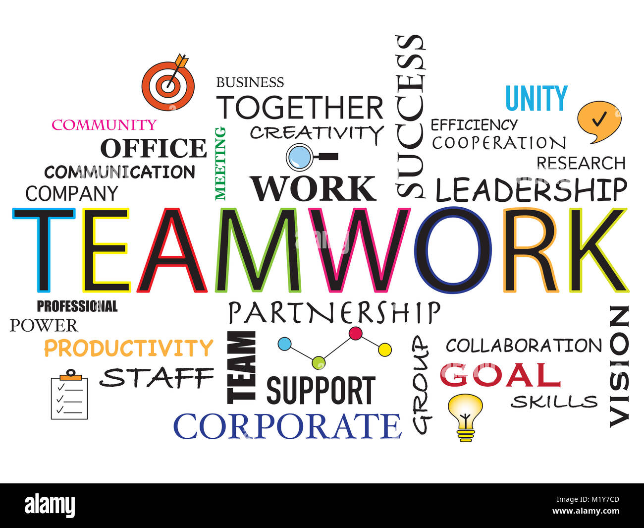 teamwork word concept illustration with icons Stock Photo - Alamy