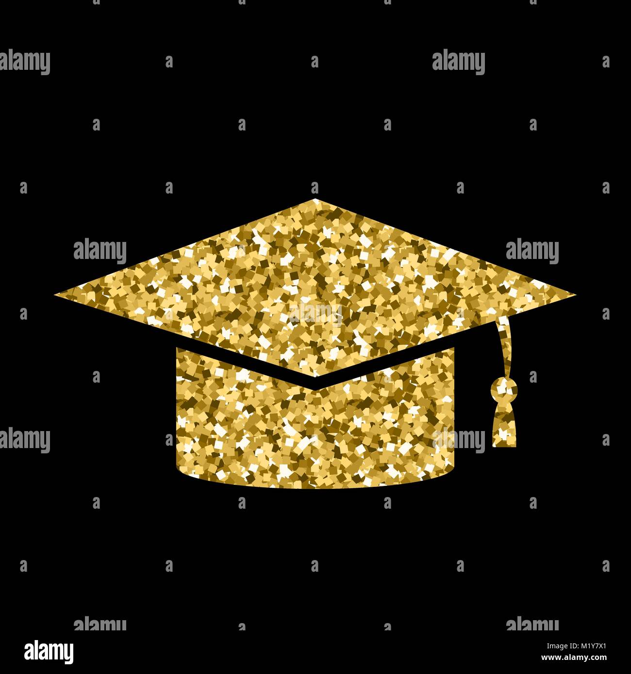 Yellow Glitter Graduation Cap Icon Isolated Stock Vector Image & Art ...