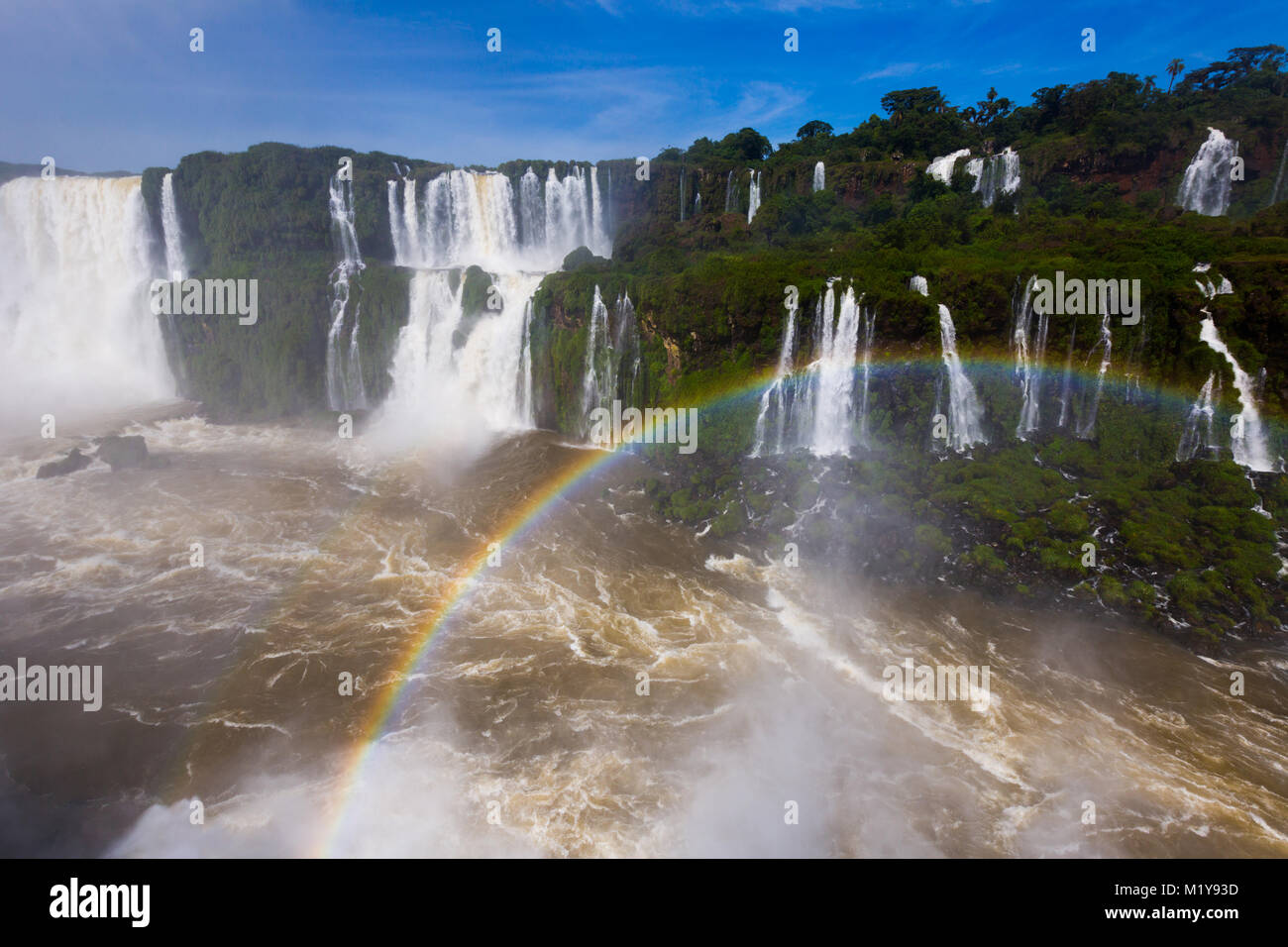 General viewing of the impressive Iguazu Falls system in Brazil Stock ...