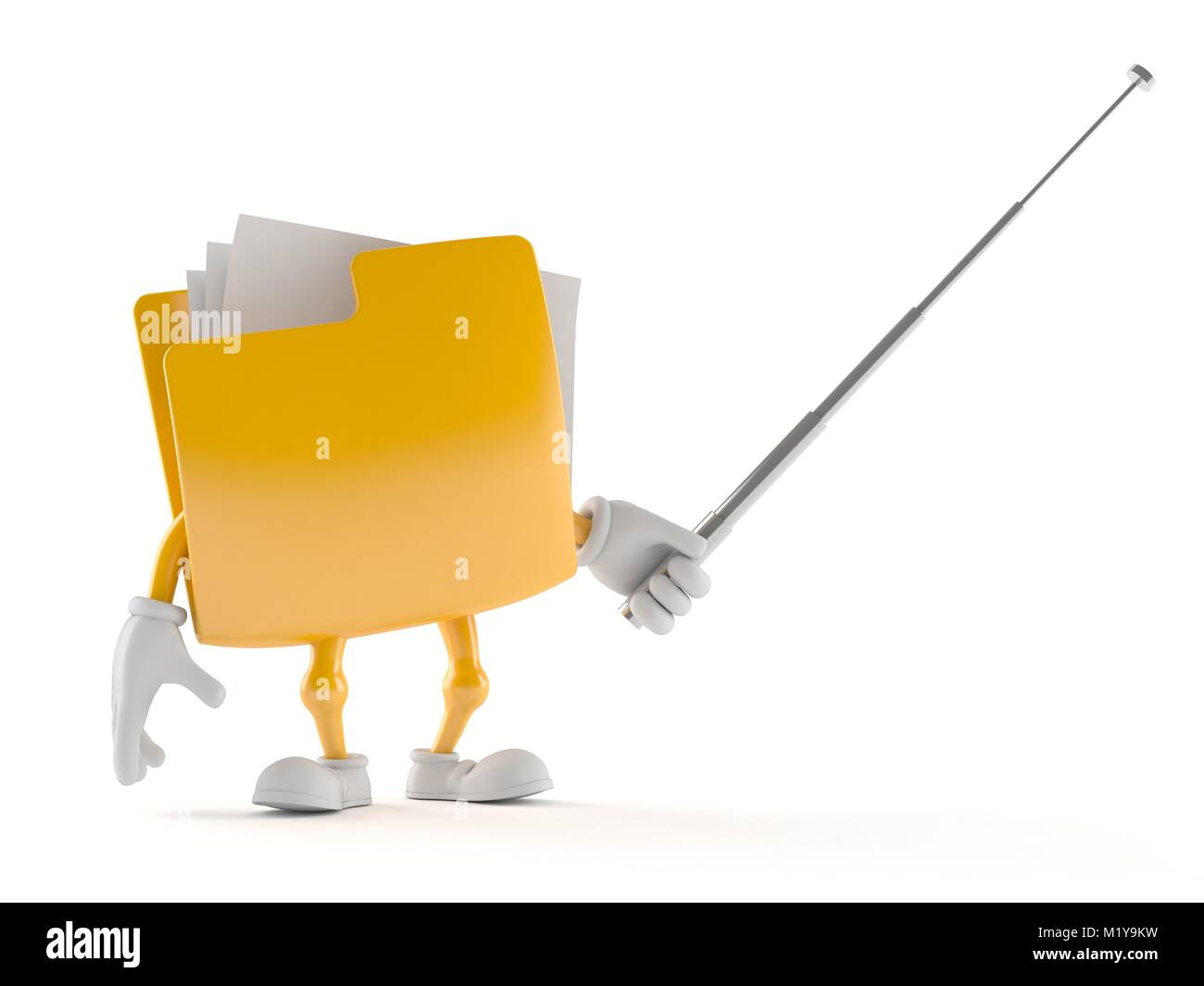 Folder character with pointer stick isolated on white background Stock ...