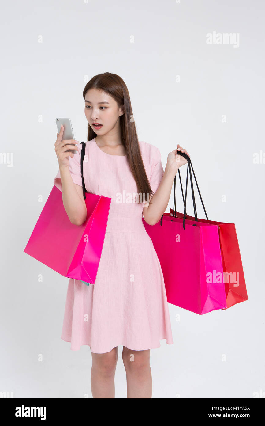 Everyday life of beautiful young woman, shopping, working concept photo ...
