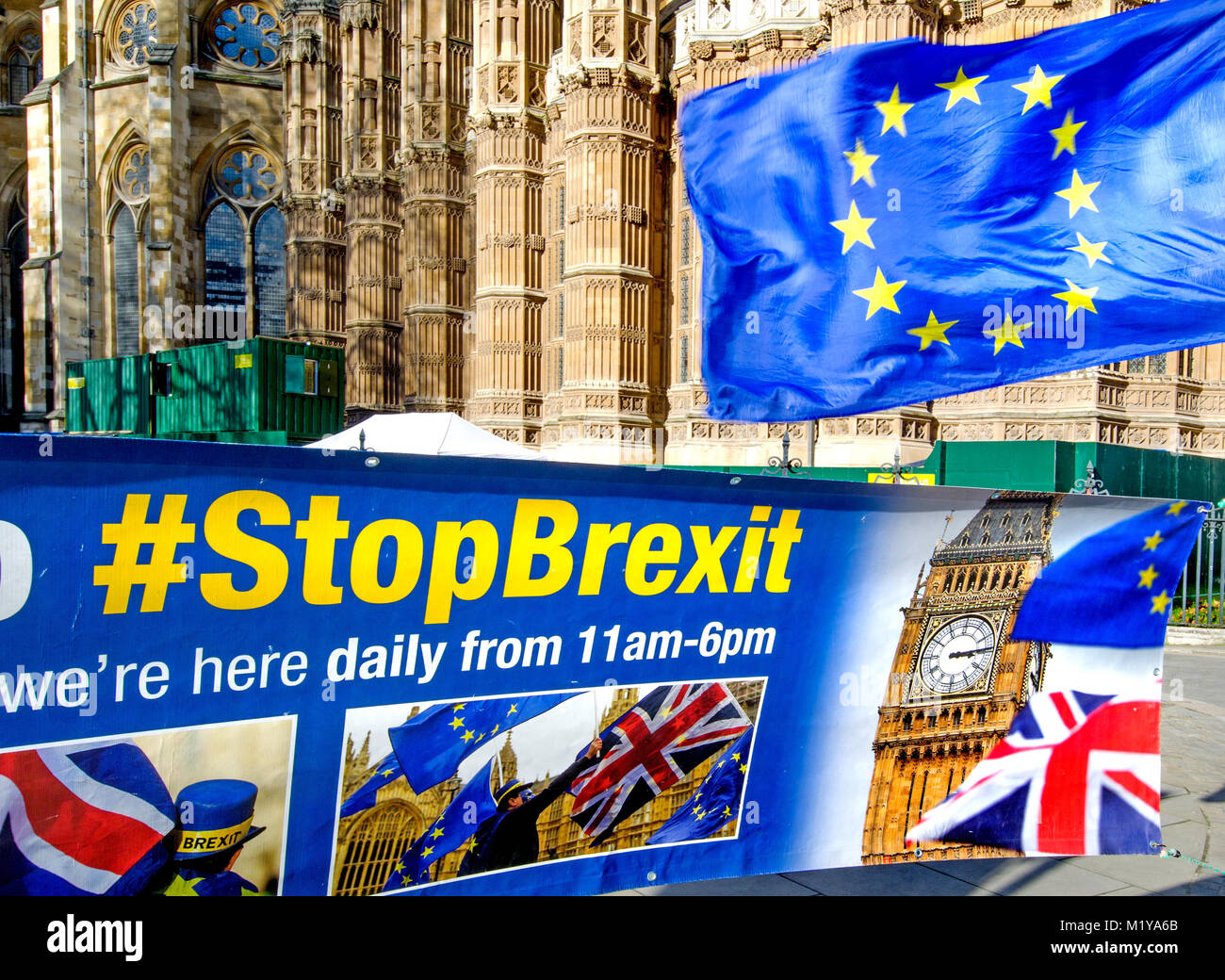London England Uk Daily Anti Brexit Protest Opposite The Houses Of