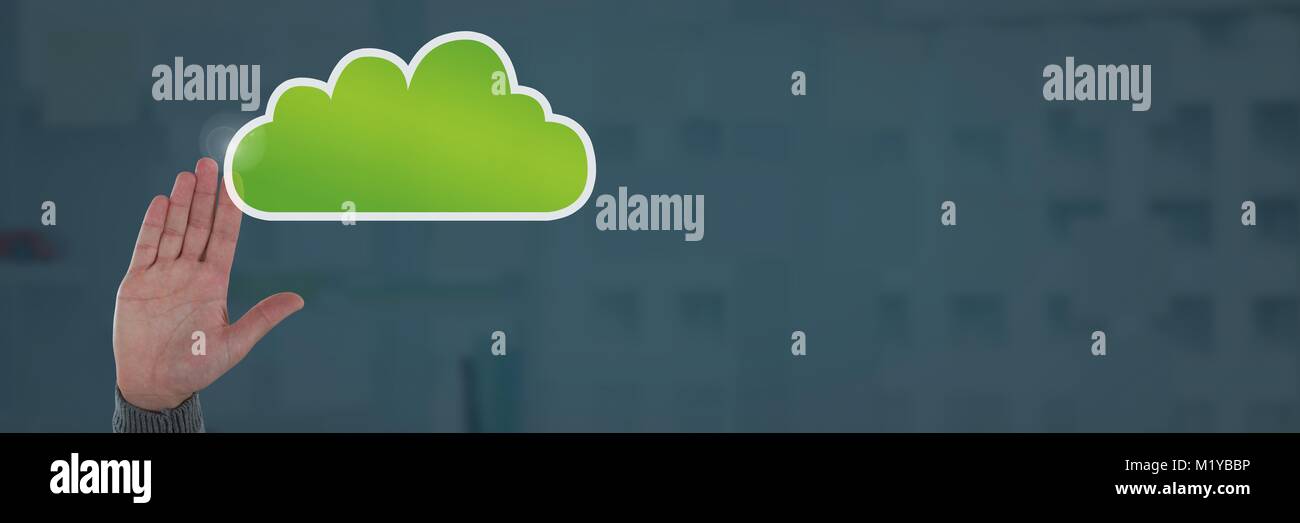 Hand with cloud icon Stock Photo - Alamy