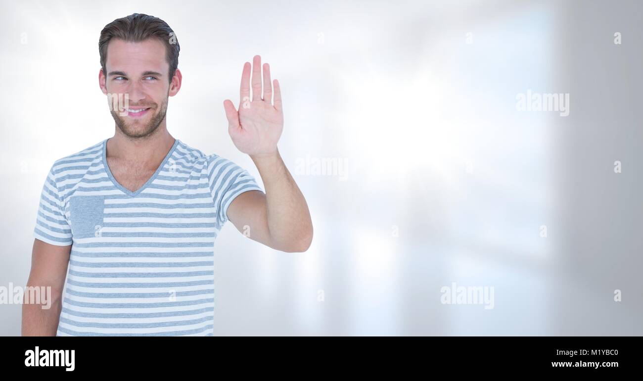Man waving hi-res stock photography and images - Alamy