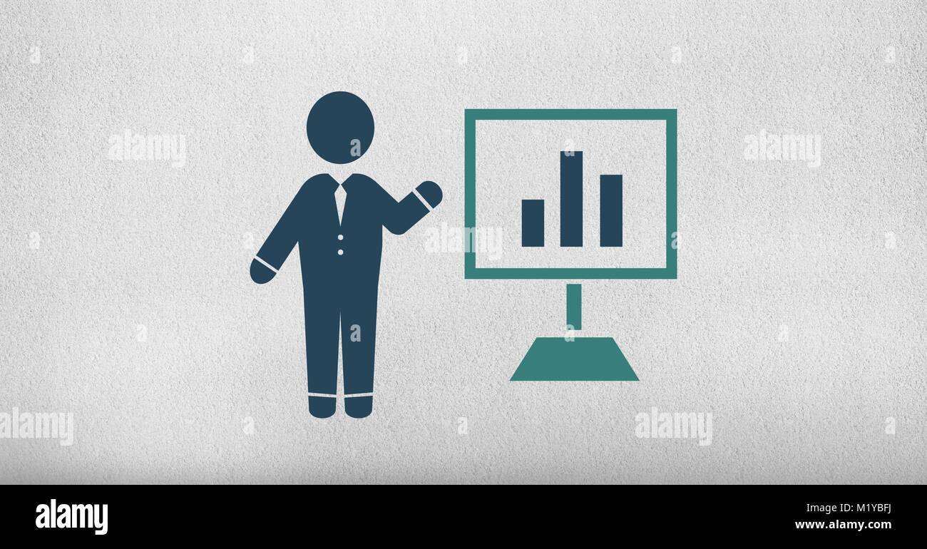 businessman icon presenting chart screen Stock Photo - Alamy