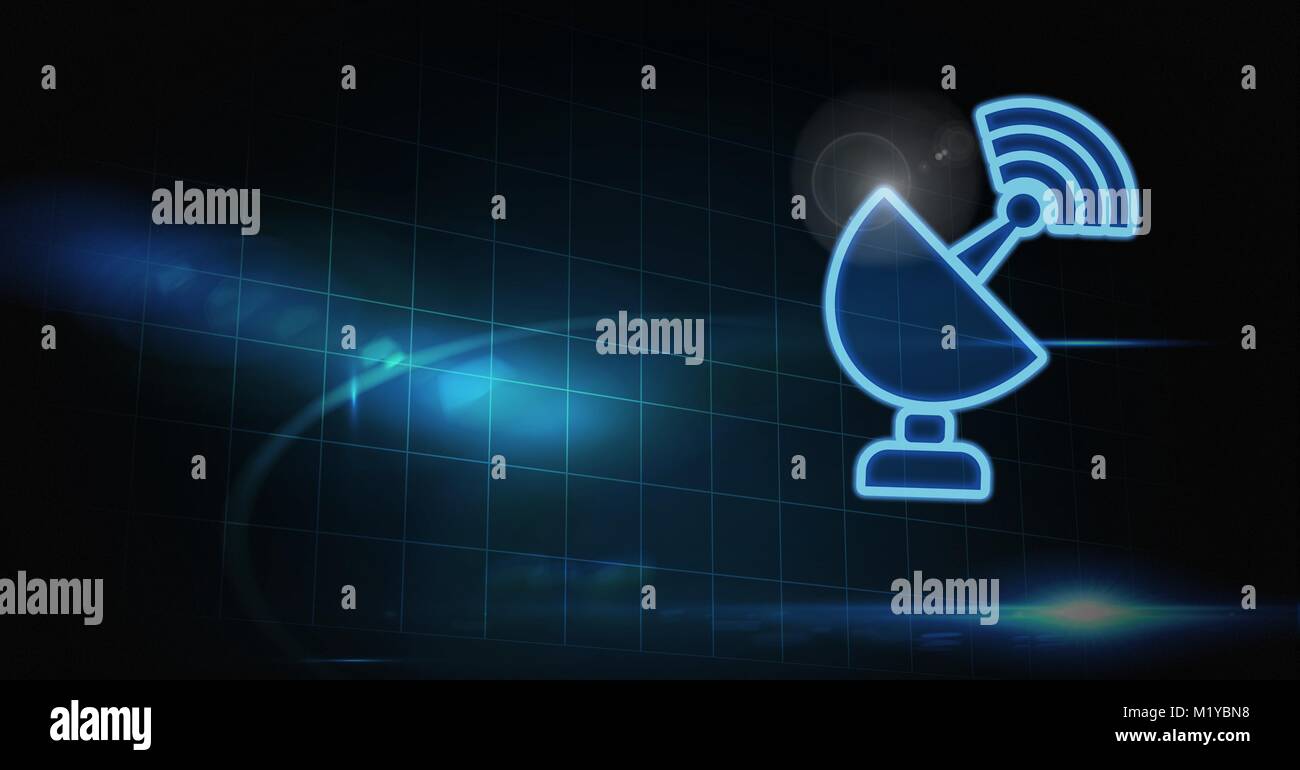 signal icon with blue technology background Stock Photo - Alamy