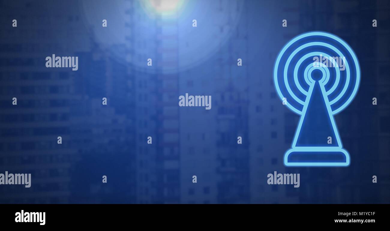 signal icon and blue background Stock Photo - Alamy