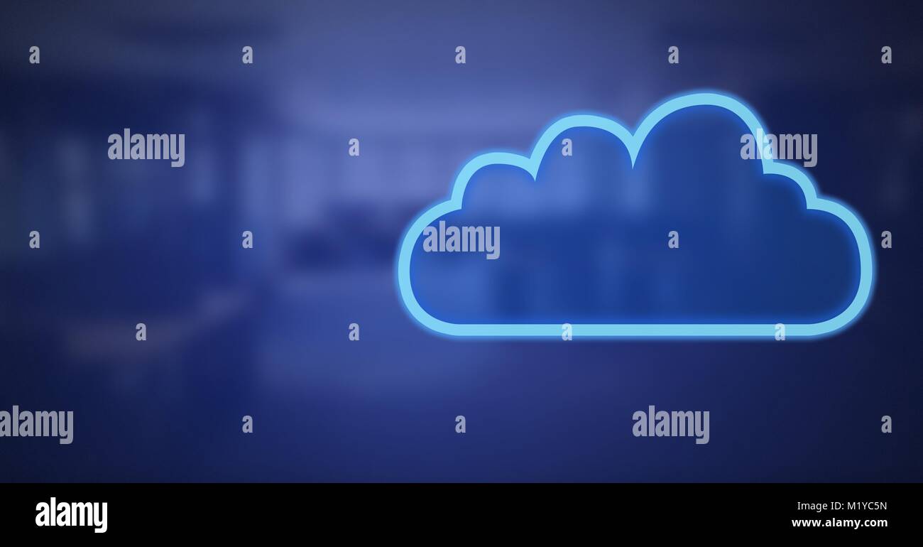 cloud icon with blue background Stock Photo - Alamy