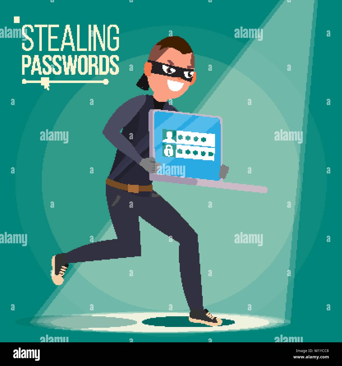 Thief Character Vector. Hacker Stealing Sensitive Data, Money From ...