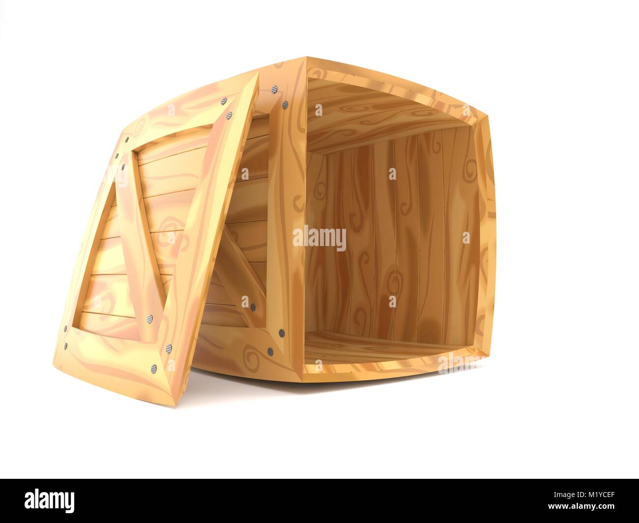 Open empty crate isolated on white background Stock Photo - Alamy