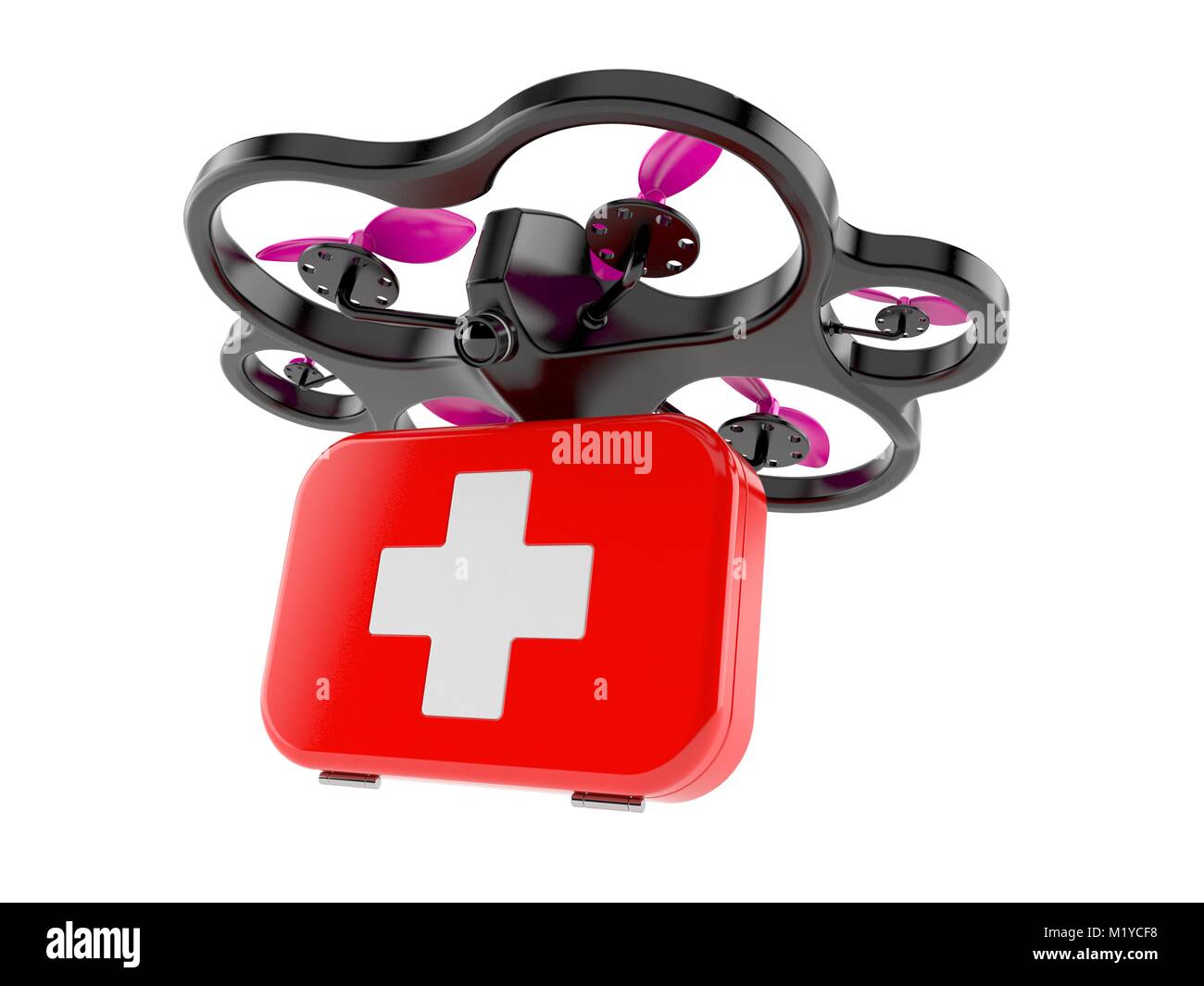 Drone with first aid kit isolated on white background Stock Photo - Alamy