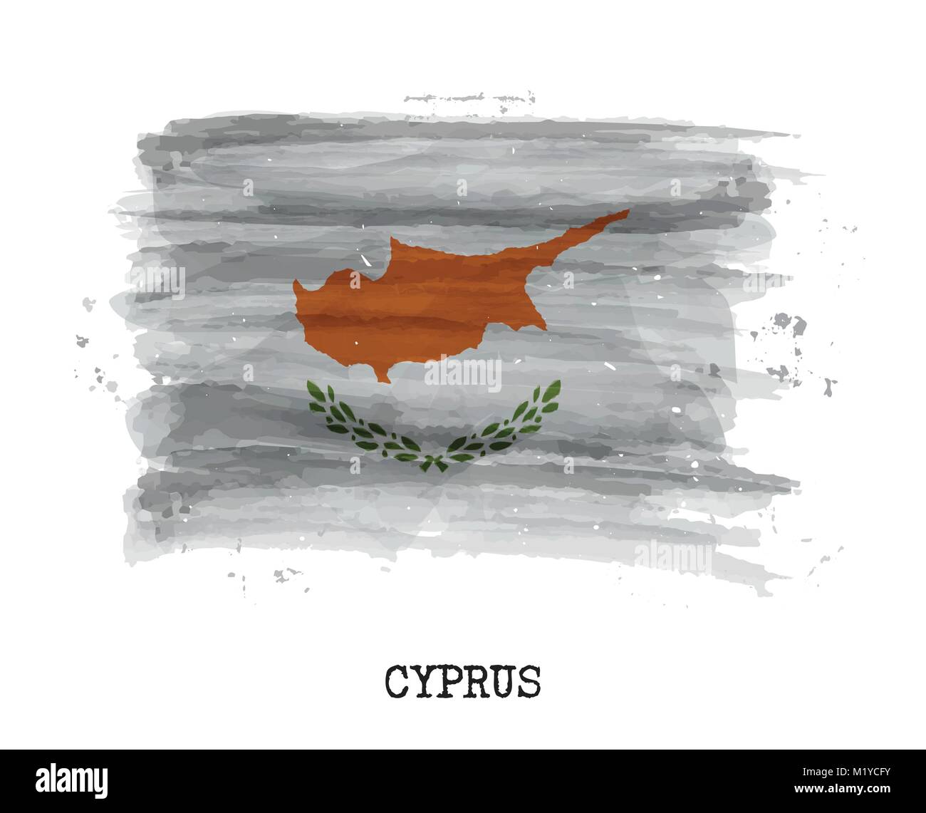 Watercolor painting flag of Cyprus . Vector Stock Vector Image & Art ...
