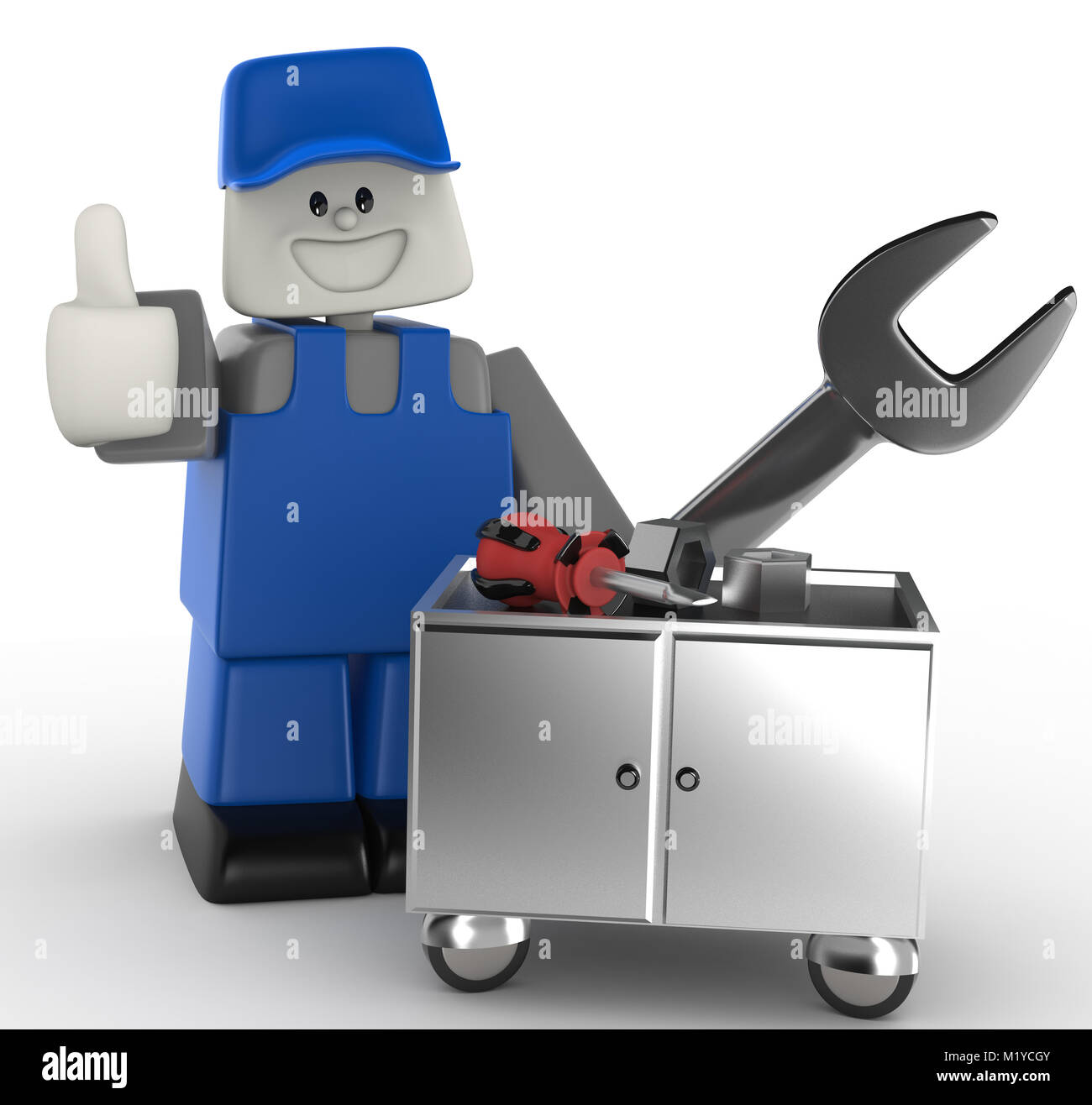 3D Mechanic With Tools Stock Photo - Alamy