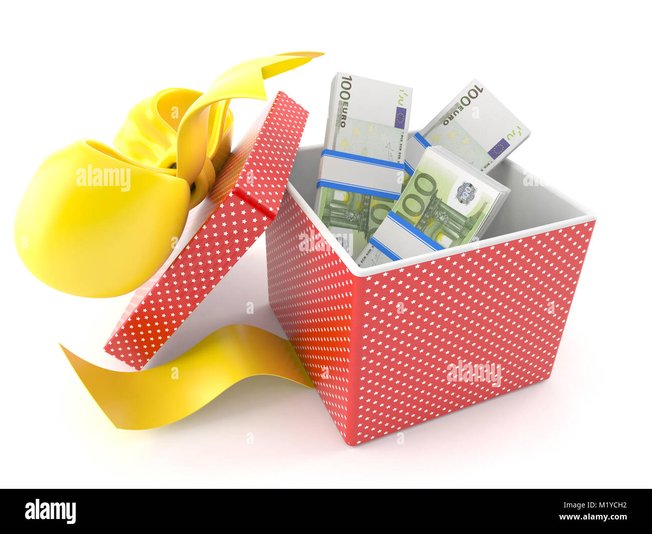 Gift with money isolated on white background Stock Photo - Alamy
