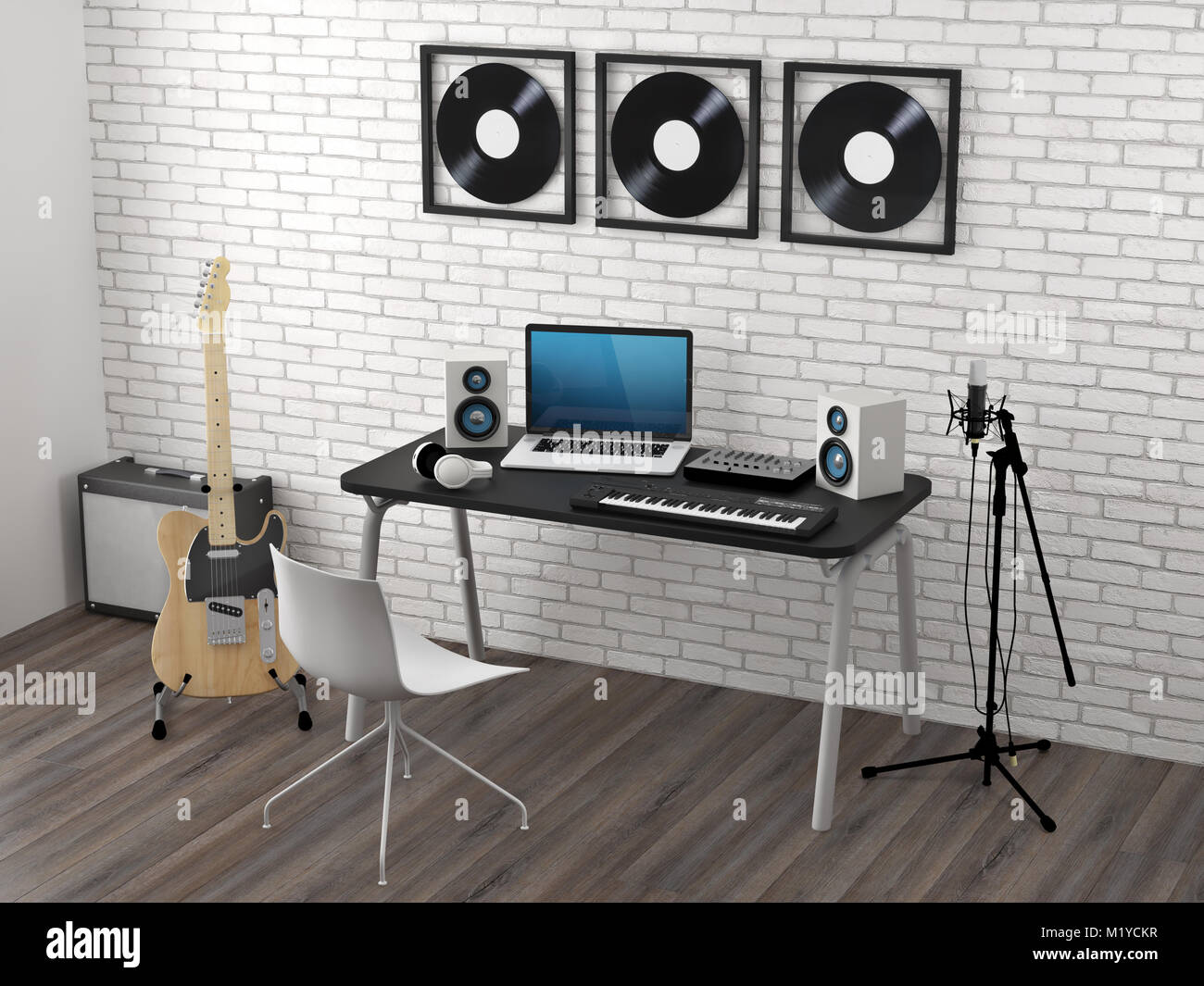 Home Recording Studio (3D Render Stock Photo - Alamy