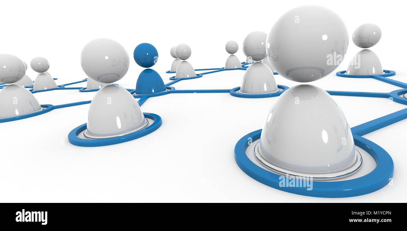 3d image of virtual men on network connection Stock Photo - Alamy