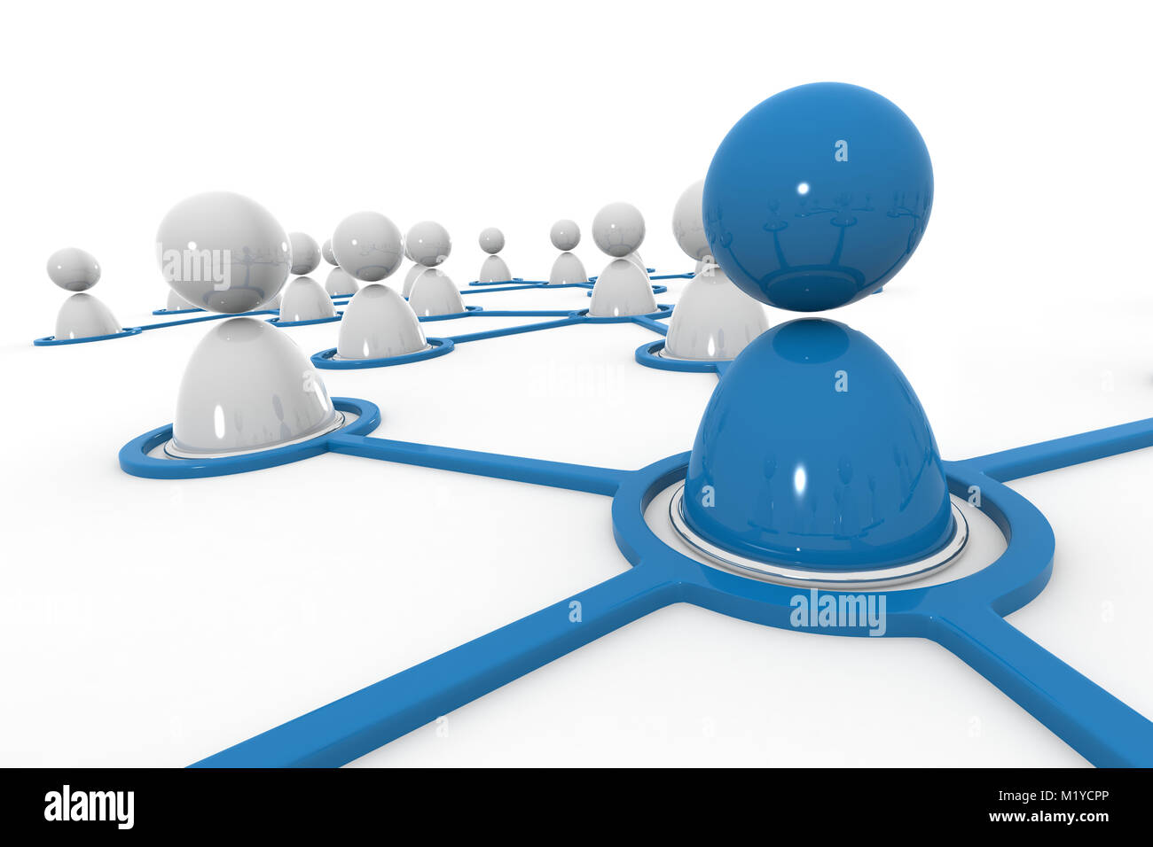 3d image of virtual men on network connection Stock Photo - Alamy