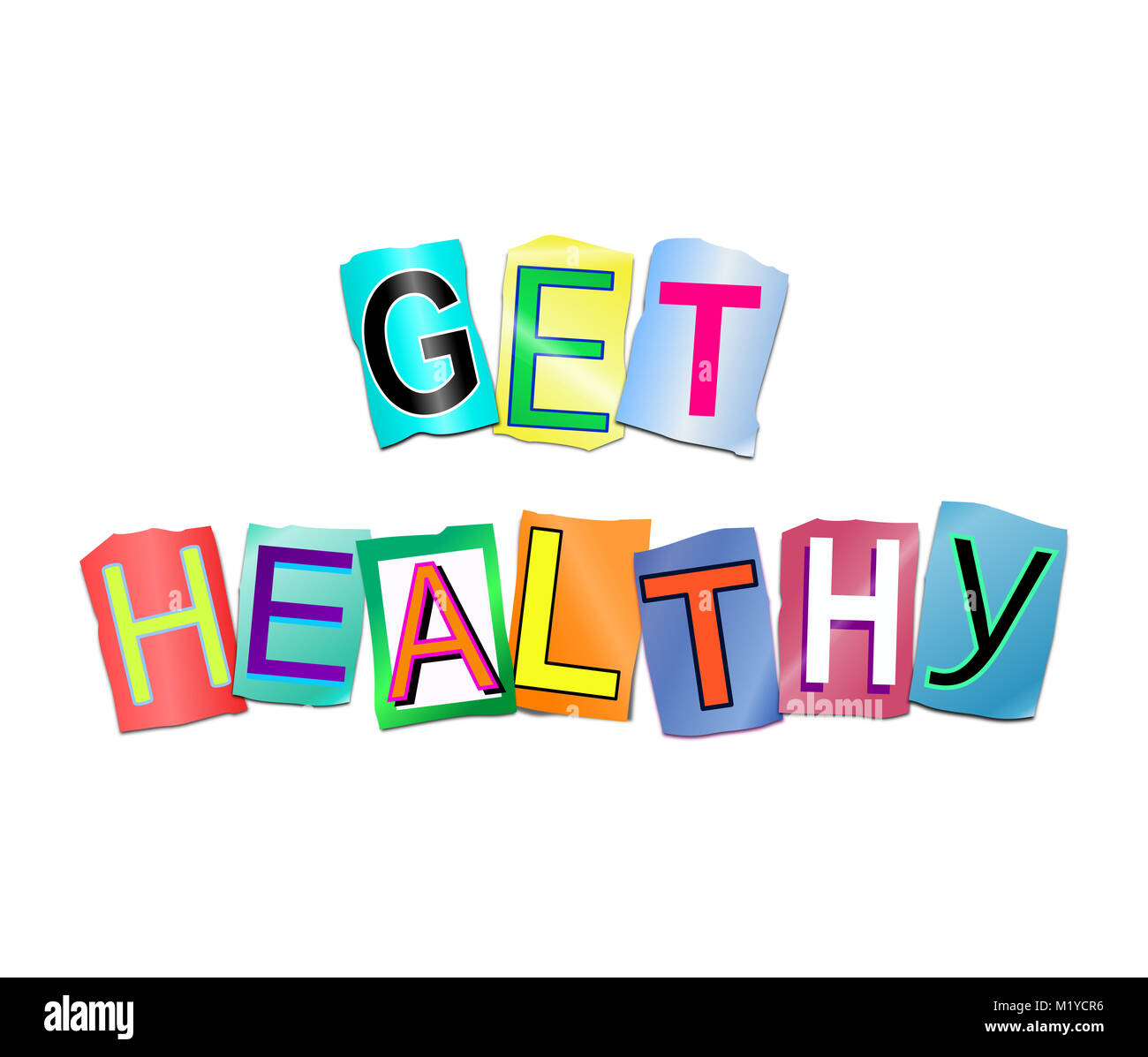 3d Illustration depicting a set of cut out printed letters arranged to ...