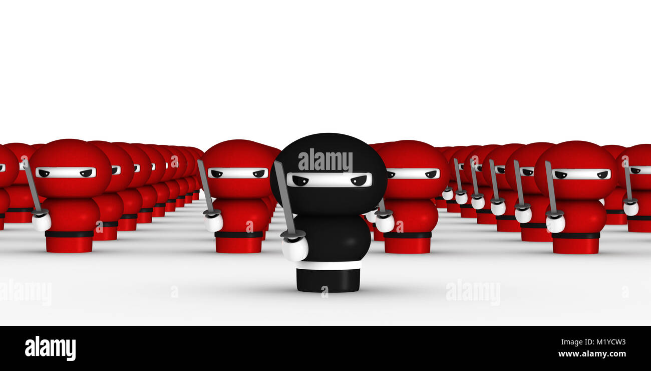 3D Japanese ninja army with katana ready to attack Stock Photo - Alamy