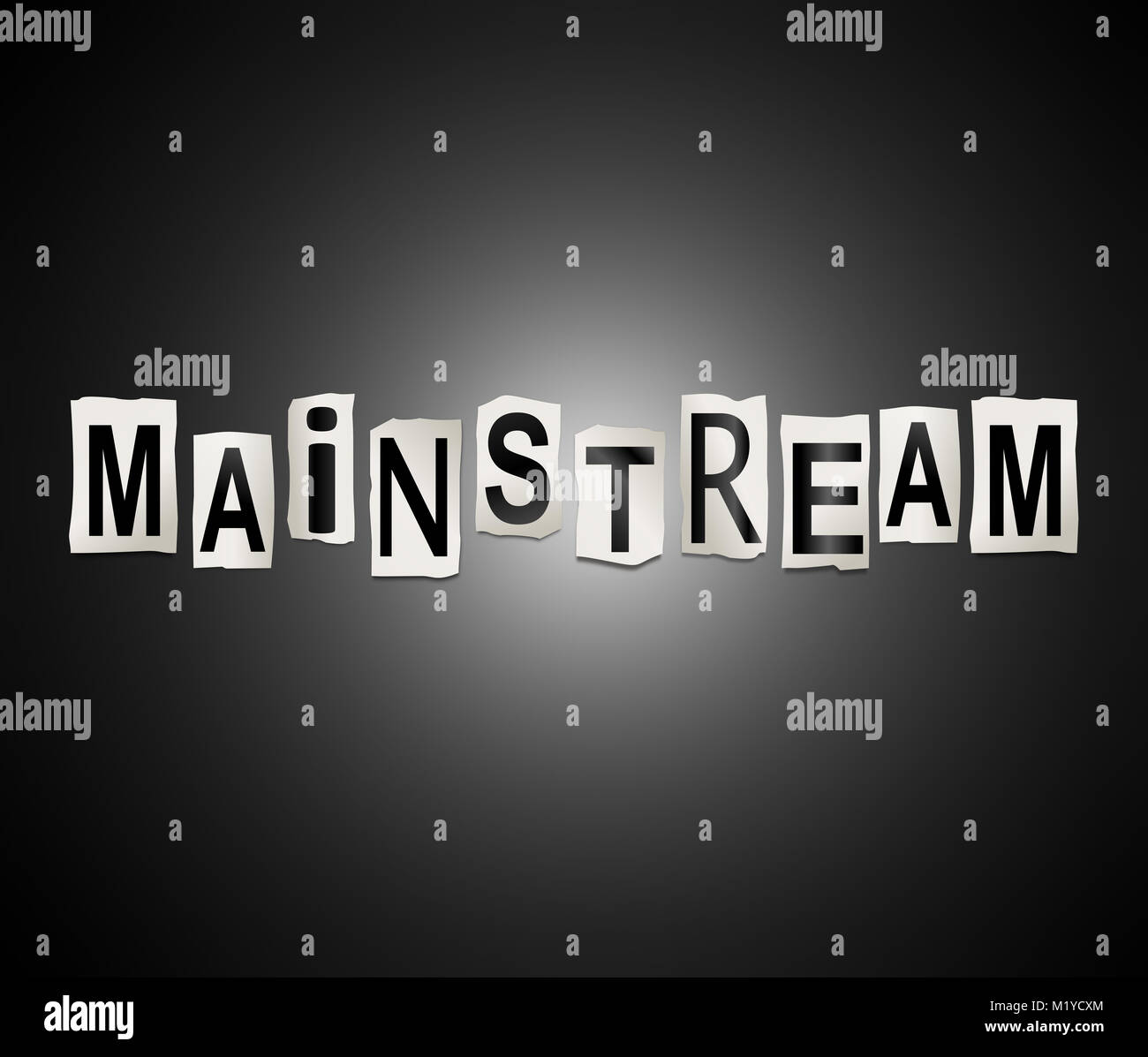 3d Illustration depicting a set of cut out printed letters arranged to ...