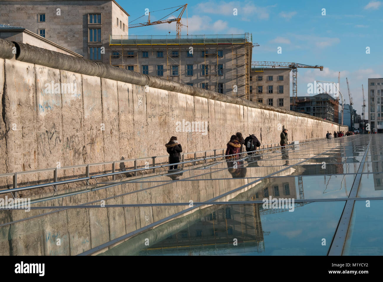 Berlin, Germany - January 2018: People at the Berlin Wall Memorial in ...