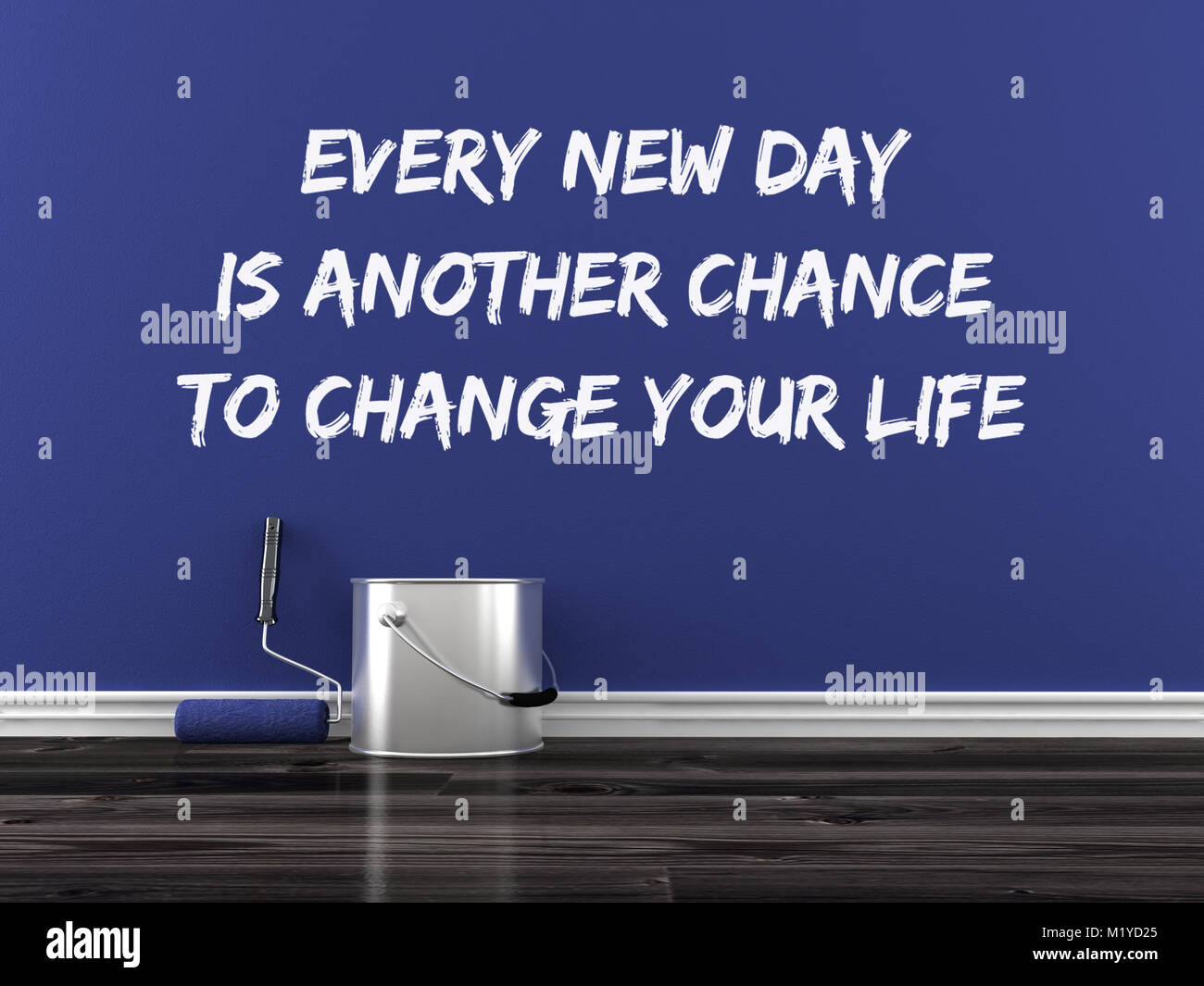 Inspirational quote on wall. Every new day is another chance to change ...