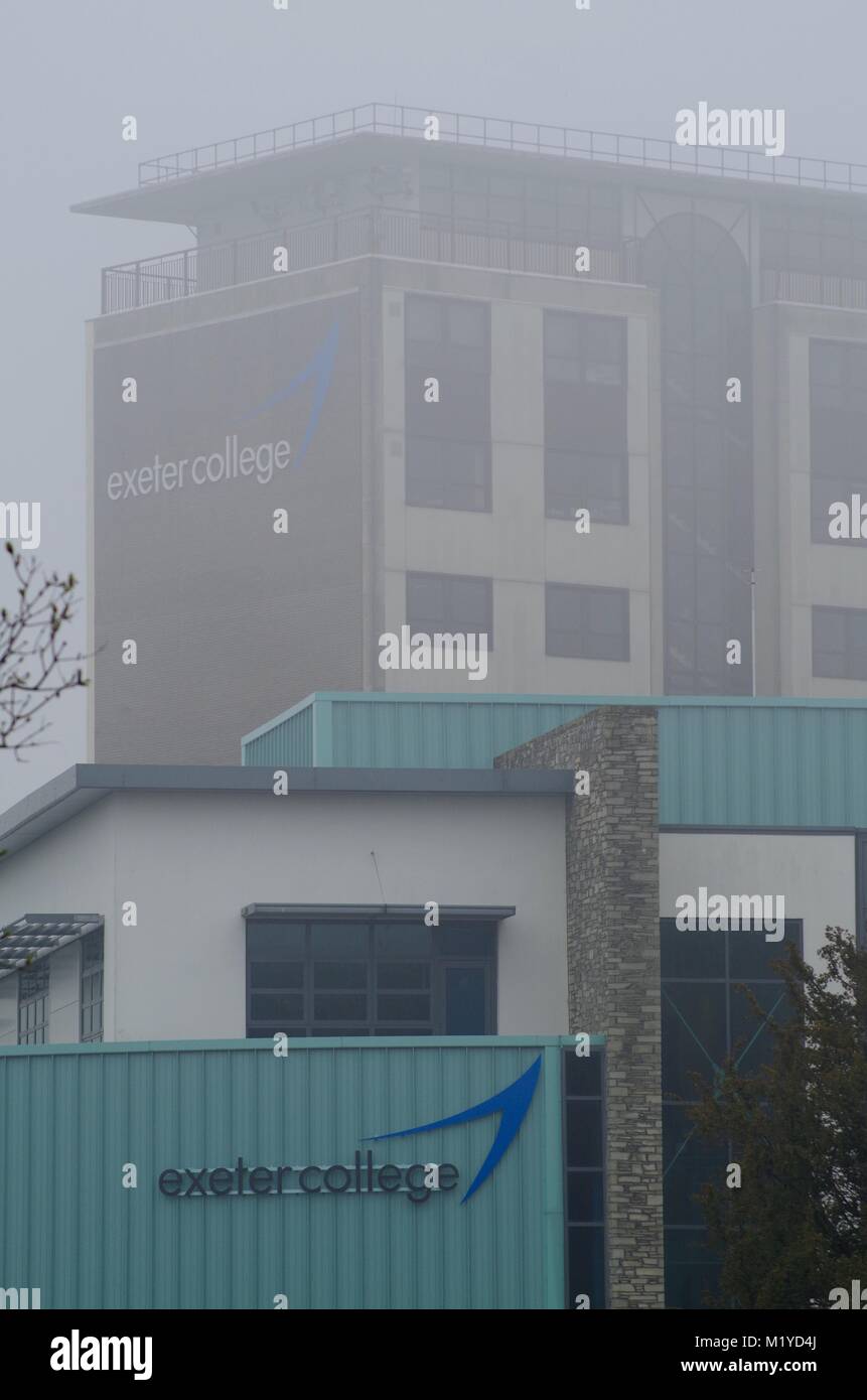 Exeter College Further Education 1960's Modern Tower Block on a Misty ...