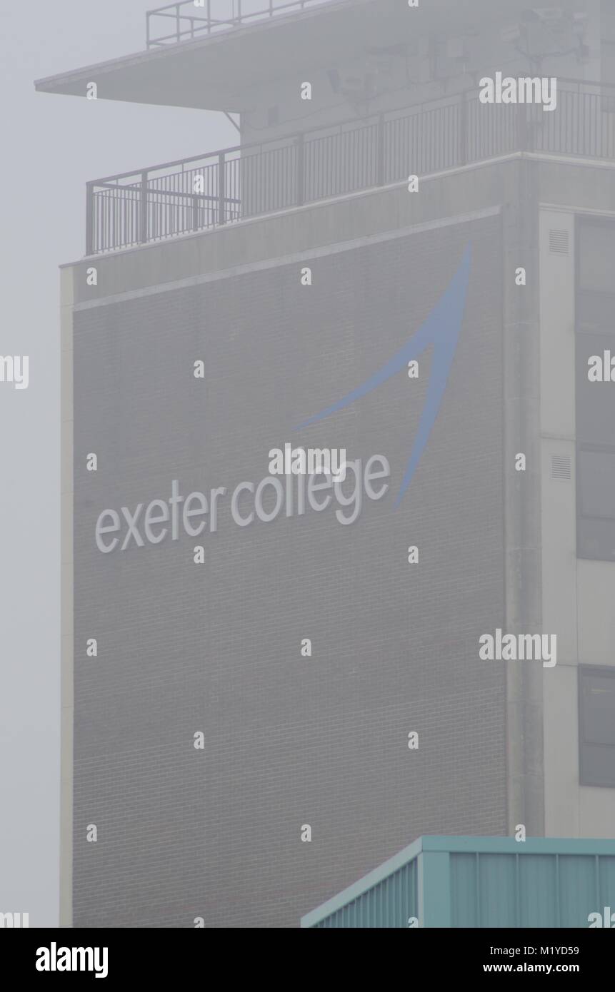 Exeter College Further Education 1960's Modern Tower Block on a Misty ...