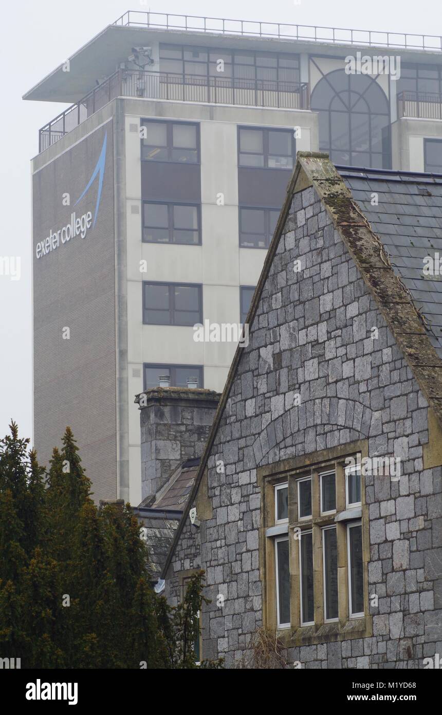 Exeter College Further Education 1960's Modern Tower Block on a Misty ...