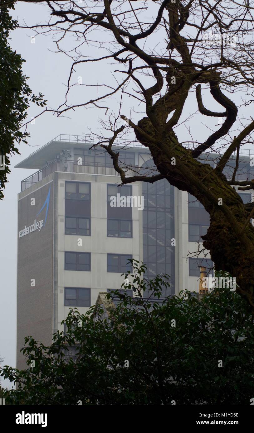 Exeter College Further Education 1960's Modern Tower Block on a Misty ...