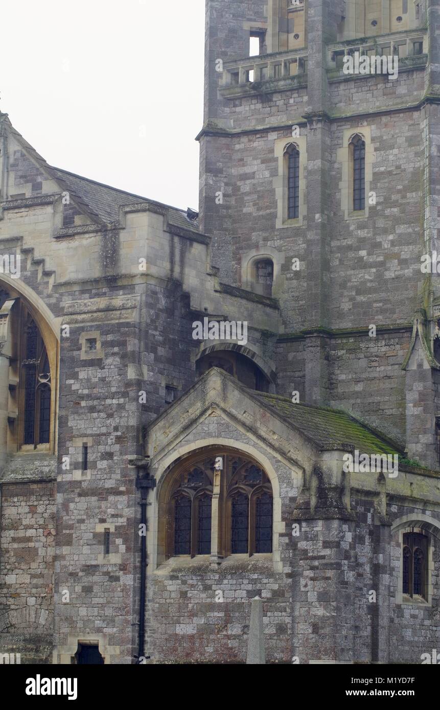 St Davids Church, Victorian Grey Stone Church, on a Misty, gloomy ...