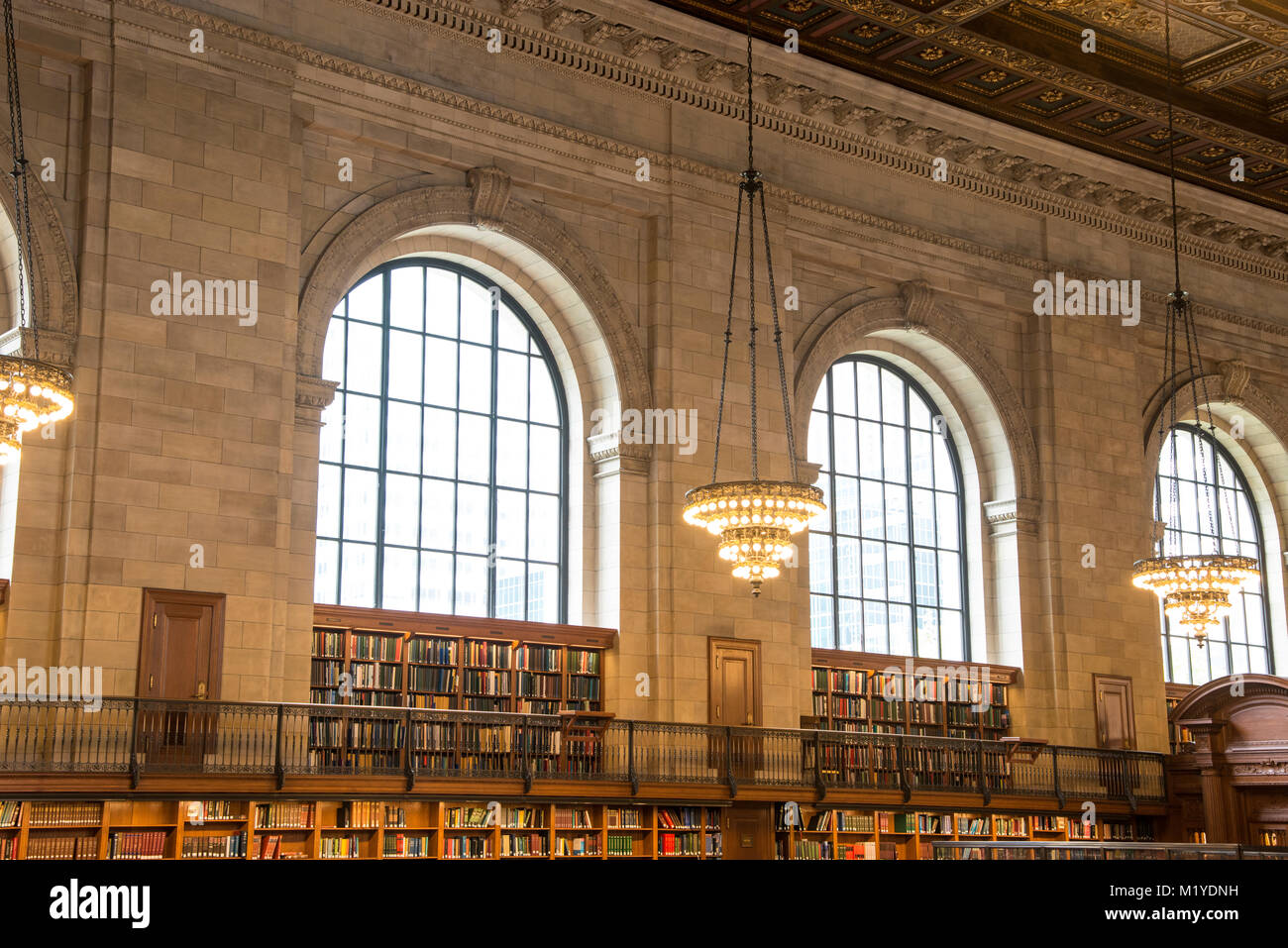 Reading room of the main branch of the New York City library Stock ...