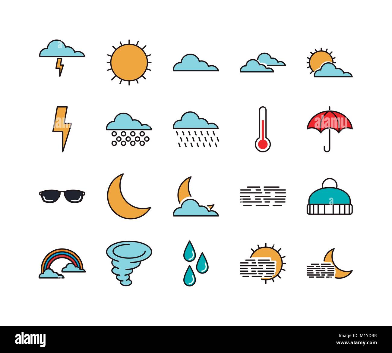 Set of 20 weather line icons Stock Vector Image & Art - Alamy